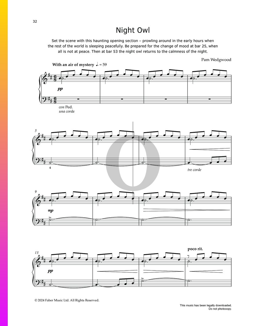 Night Owl (Pam Wedgwood) Piano Sheet Music - OKTAV