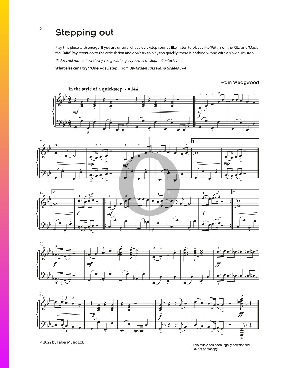 Stepping Out (Pam Wedgwood) Piano Sheet Music - OKTAV